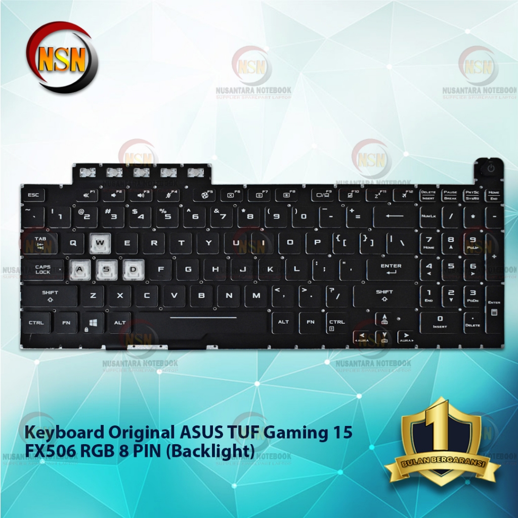 Original Laptop Keyboard ASUS TUF Gaming 15 FX506 RGB 8 PIN Backlight ...