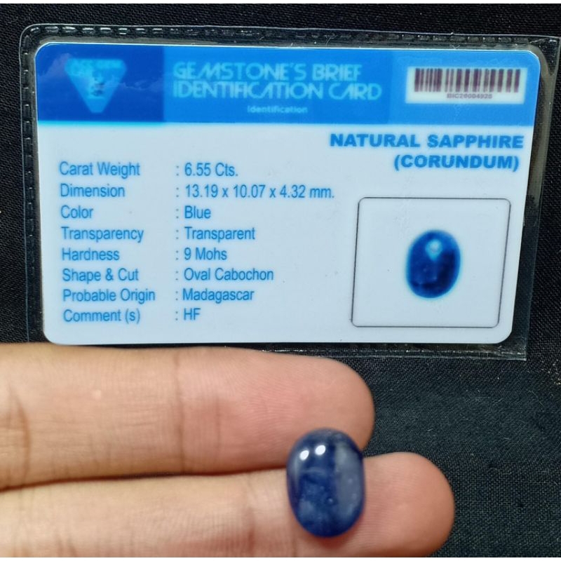 Genuine NATURAL BLUE SAFIR STONE COMPLETE WITH CERTIFICATE (LOSTUNE ...
