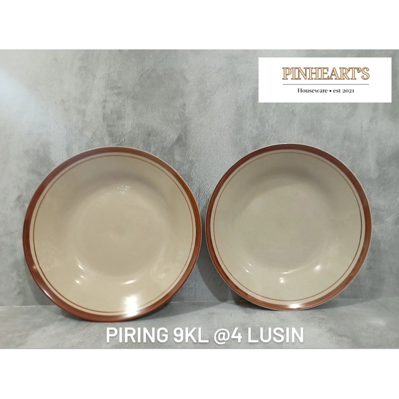 CERAMIC DINNER PLATES THICK BROWN LINED WARTEG PLATES SIZE 9INCH ...