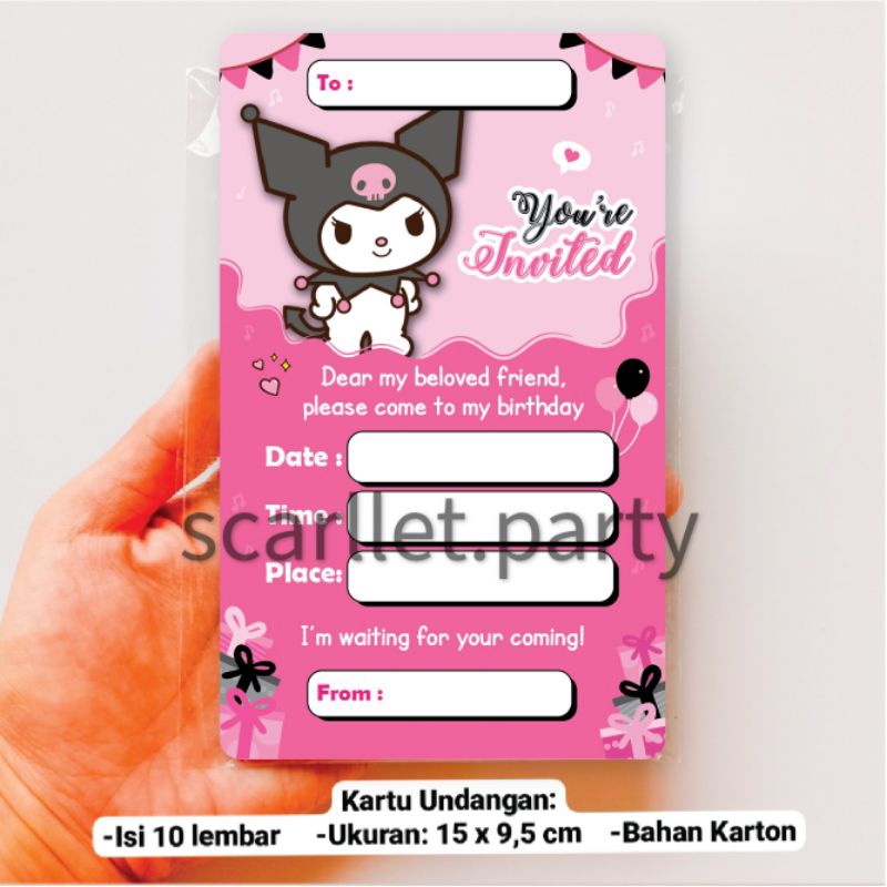 Kuromi INVITATION CARD HAPPY BIRTHDAY INVITATION CARD SANRIO BIRTHDAY ...