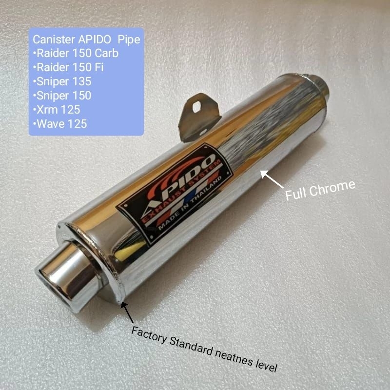 51mm Canister APIDO Standard Full Chrome Raider 150carb/Fi+Free Adapter ...