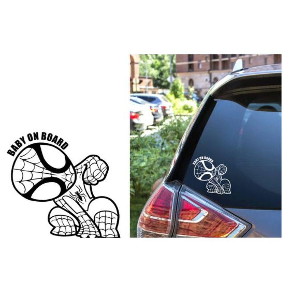 Cutting STICKER Car SPIDERMAN BABY ON BOARD Unique Cute Car Glass ...