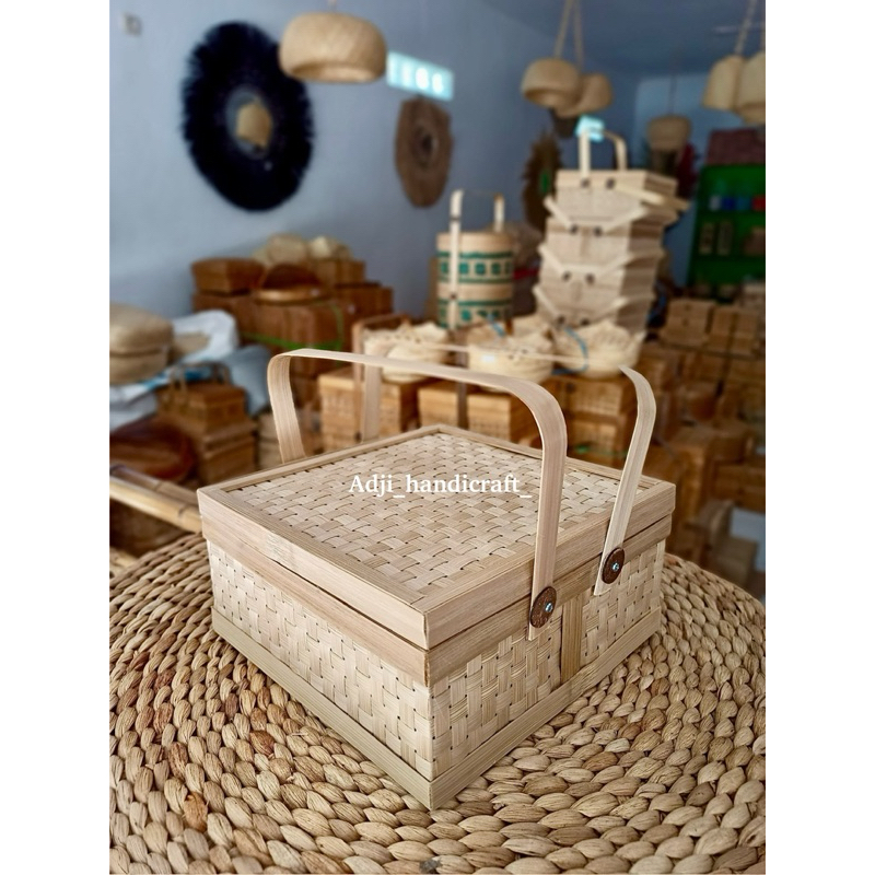 20cm Square Bamboo Basket | Woven Bamboo Basket | Square Bamboo Basket | Bamboo Box |Rantang ...