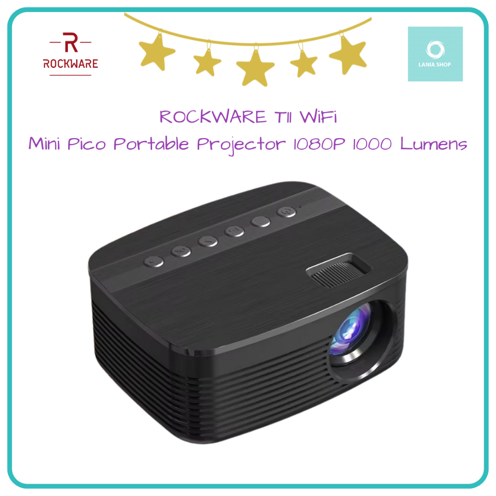 Rockware T11 WiFi - Mini Pico Portable Projector 1080P 1000 Lumens ...