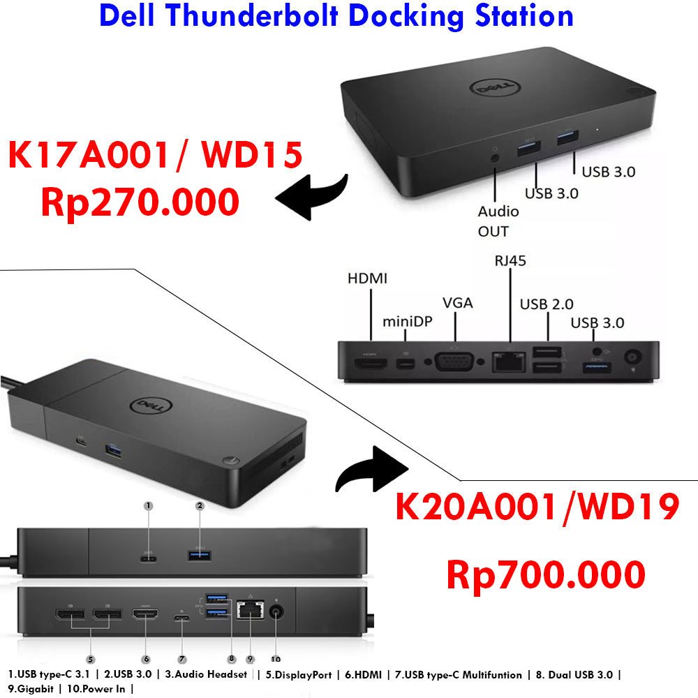 Universal Docking USB C Dell Thunderbolt wd22tb4 3100 d6000s wd19 wd15 ...