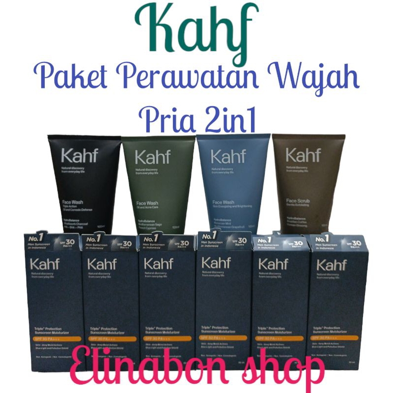 Kahf Men's Facial Care Package 2 in 1 (Sunscreen+Facial wash) | Shopee ...