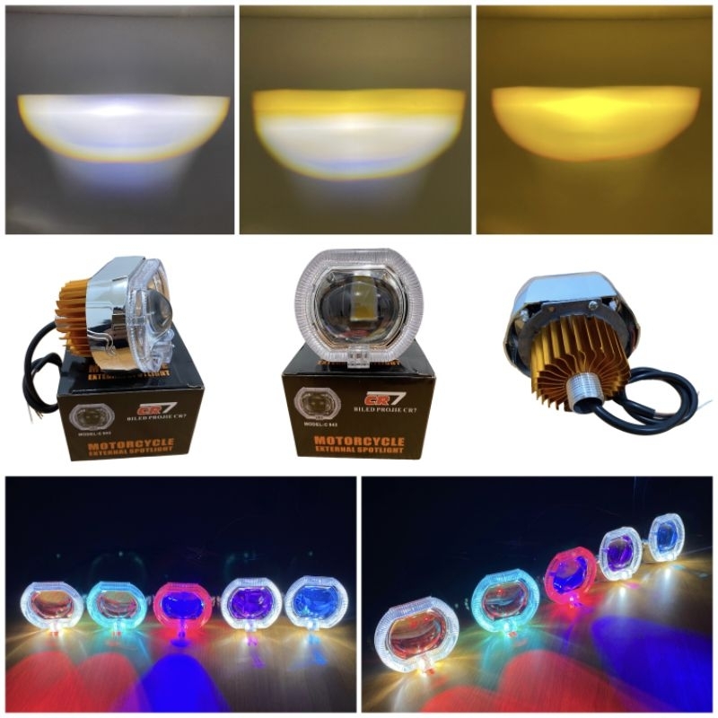 Biled-style Motorcycle Headlight 2.5 CR7 35watt 5 Devil Cable+Angel LED ...