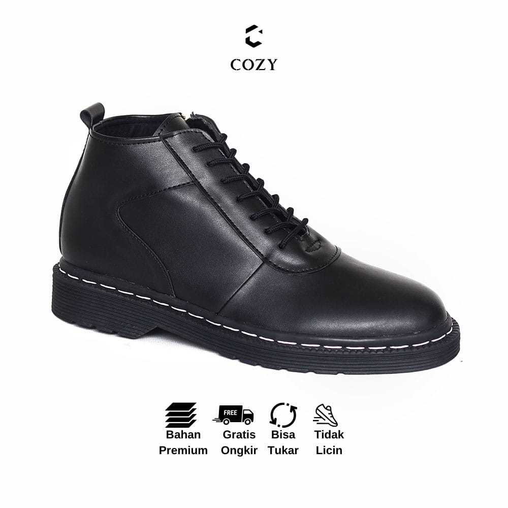 HITAM Crazy Ragnar Docmart Black Zipper Formal Men's Boots Original ...