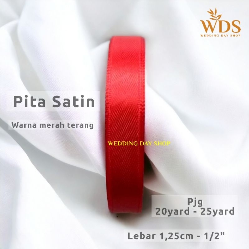 MERAH Wds Bright Red SATIN Ribbon 1.25cm - 1/2"INCH | Shopee Malaysia