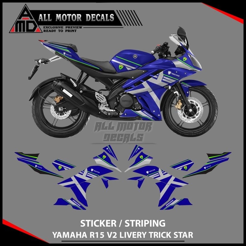 Sticker Yamaha R15 V2 Livery Trick Star/Striping R15 Version 2/Decal ...