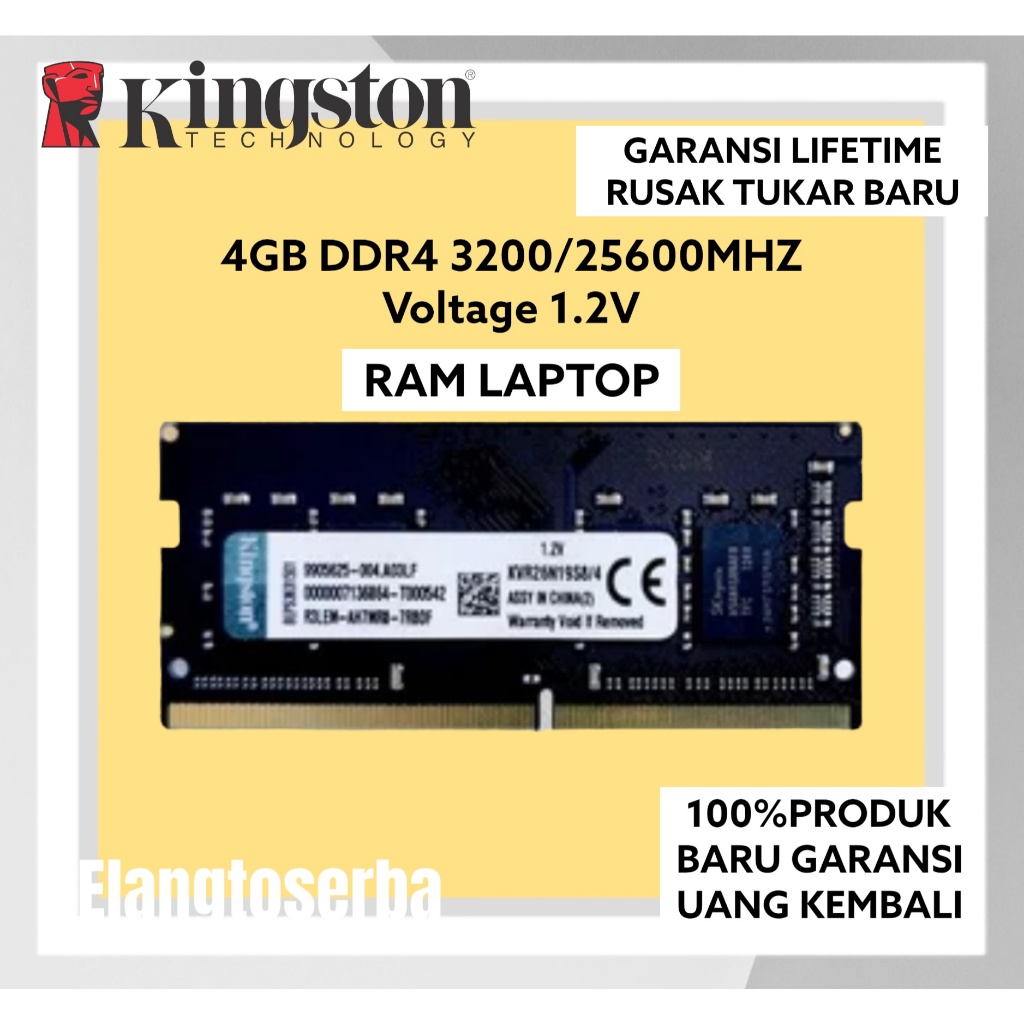 Kingston DDR4 LAPTOP MEMORY 4GB 3200 MHz 25600 ORI GAMING RAM NB DDR4 4GB | Shopee Malaysia