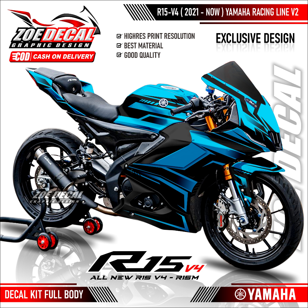 Latest Decal sticker NEW Yamaha R15 V4 FULL BODY Motif / Livery Rancing ...