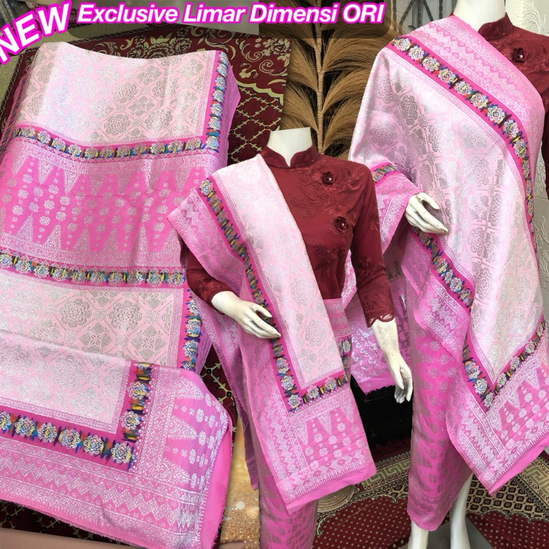 NEW pink Songket Limar Dimension ORI / original Palembang woven songket ...