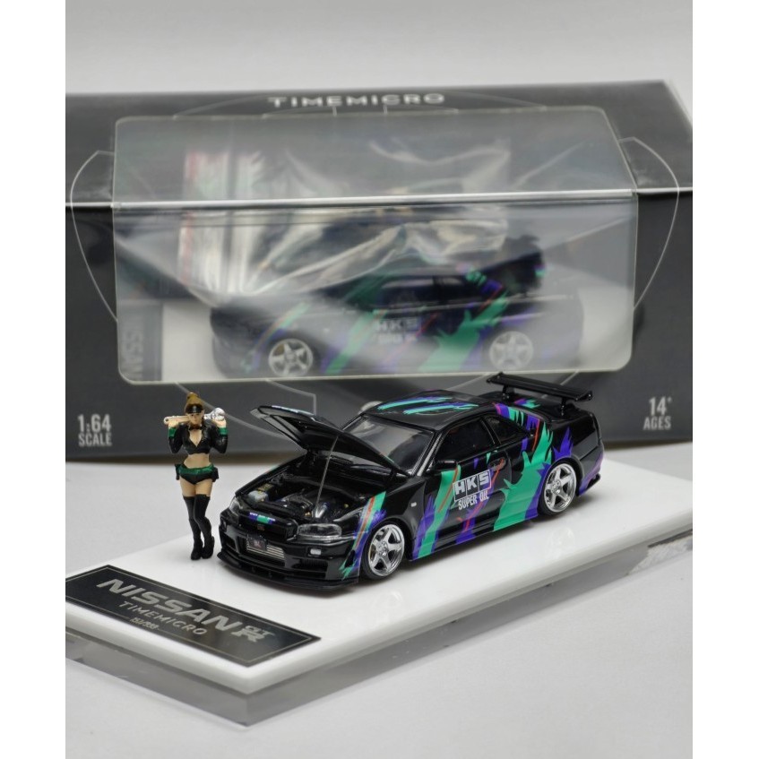 Time Micro Skyline GTR R34 Z-Tune HKS Hipermax Open Hood With Figure ...
