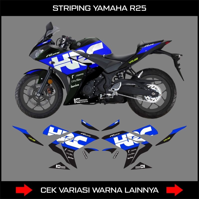 R25 Semifull Motorcycle Striping Variation 01 / Yamaha R25 Decal ...