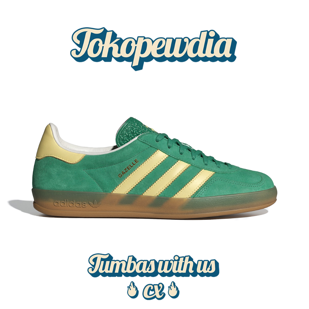 Adidas Gazelle Indoor Semi Court Green Almost Yellow (IH7500) | Shopee ...