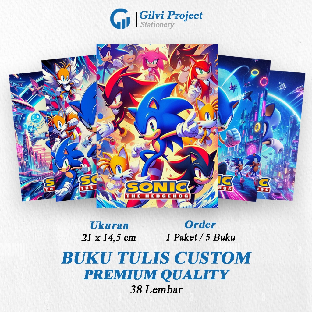 Sonic Theme Custom School Writing Book Lined 38 Sheets 1 Pack of 5 ...