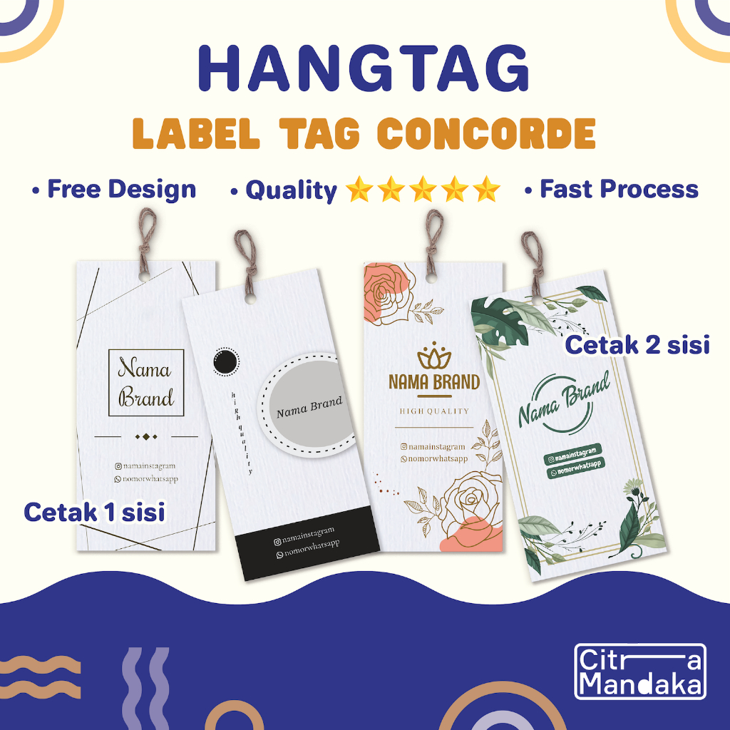 Custom 1 Side Concorde Hang Tag 220 gr | 2 Side Clothes Label Tag ...