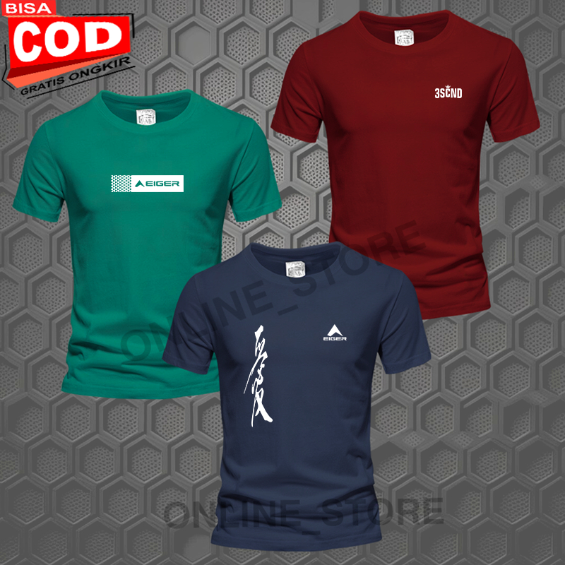 PUTIH Buy 1 Get 3pcs - Men's Short Sleeve Distro Shirt Logo Text Block ...