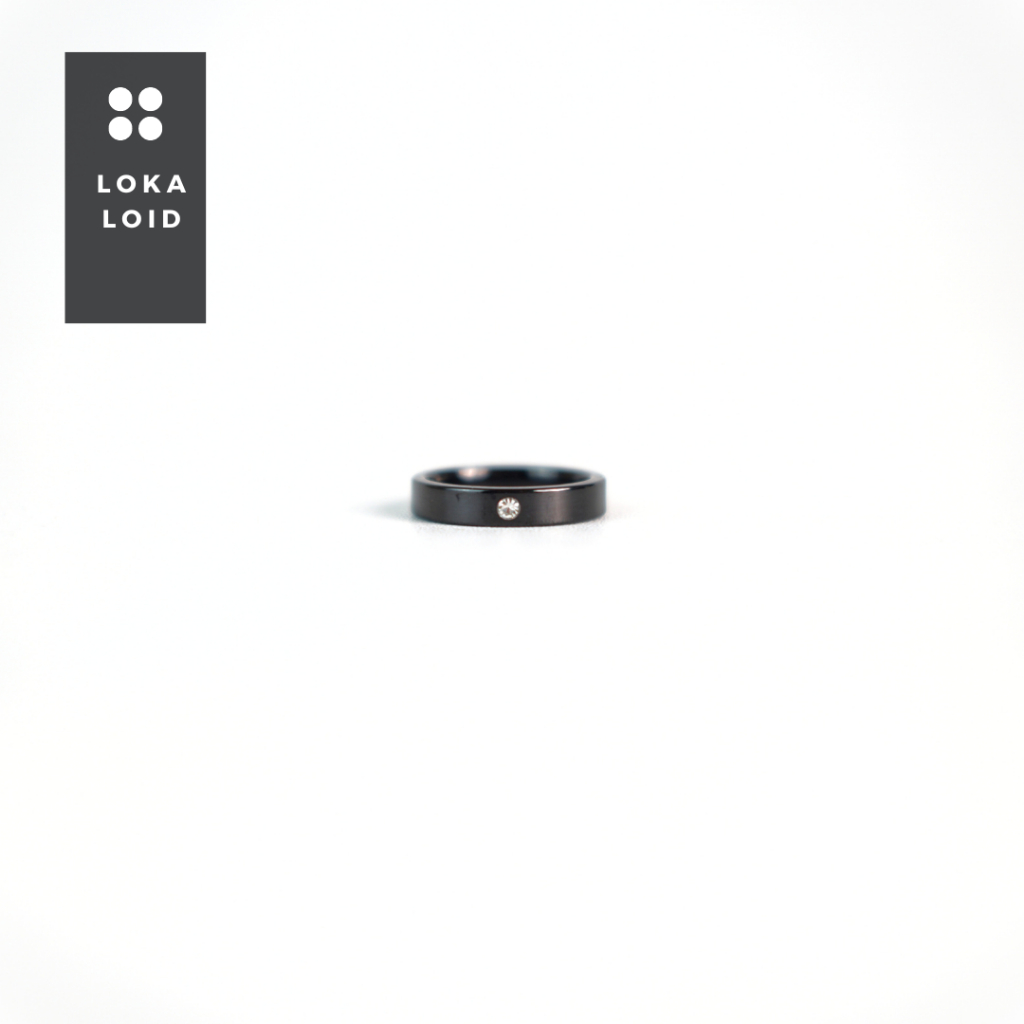 Basic Ring Ring Black With Diamond v2 4mm Titanium Stainless Steel ...