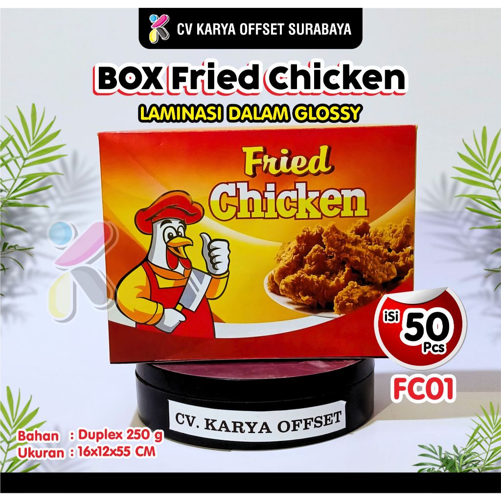 Box Fried Chicken motif Contents 50 GLOSSY Lamination/Packaging Fried ...