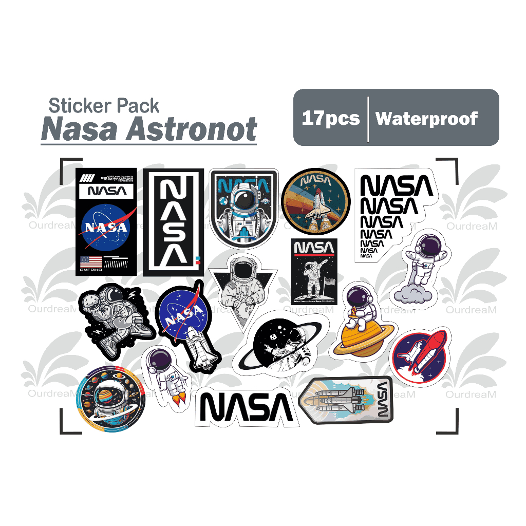 Sticker pack of 17pcs Nasa Astronaut waterproof medium size tumbler ...