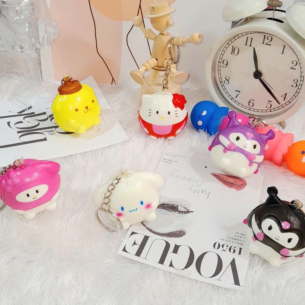 GANTUNGAN Sanrio Super CUTE CUTE SQUISHY Keychain Round Ready 6 ...