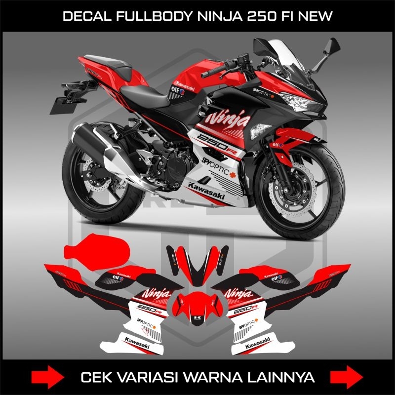 KAWASAKI Ninja 250 Fi New Custom Decal Full Body Motorcycle Sticker ...