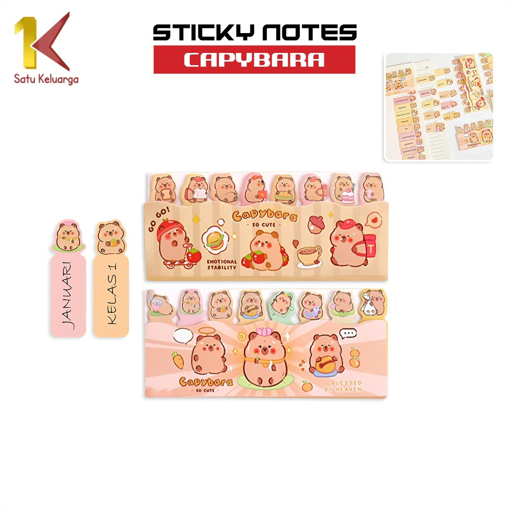 One Family Sticky Notes Cute Capybara Motif 8 Rows A95 Capybara Memo ...