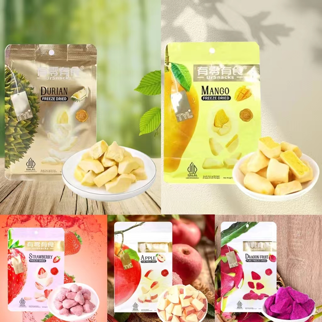 [Halal] Tyl Ursnack Freeze Dried Fruit Durian 32gr Mango 22gr Strawberry 22gr Pure Apple 22gr ...