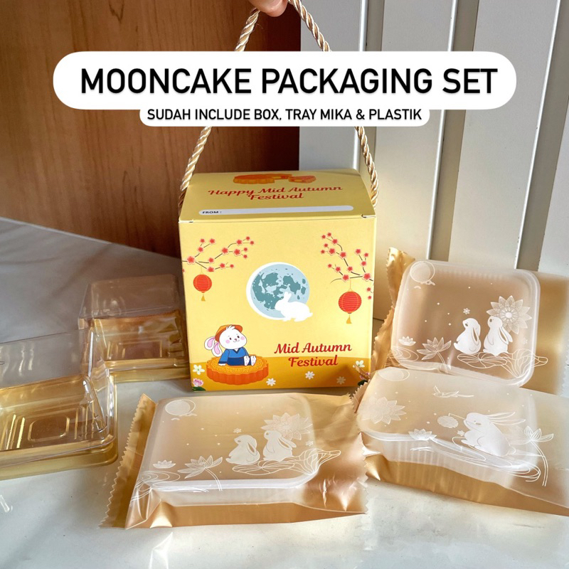 Mooncake Packaging set (Dozen Box)+3pc Mica tray+3pc plastic seal bag ...