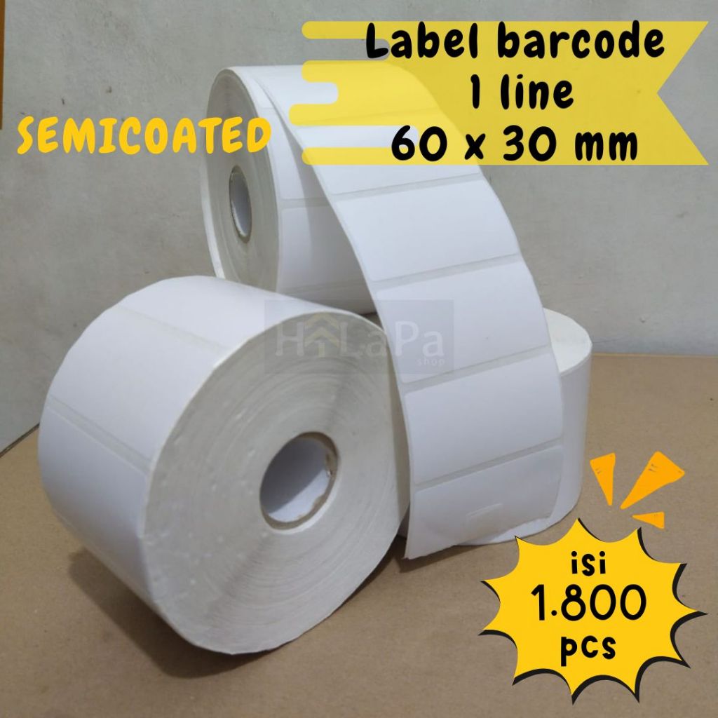 Barcode Label Sticker 60x30 semicoat material Barcode Sticker Paper 60 ...
