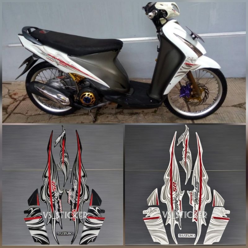 PUTIH HITAM Standard STRIPING LIST OF SUZUKI SPIN MOTORCYCLE SR 125 2008 2009 BLACK WHITE ...
