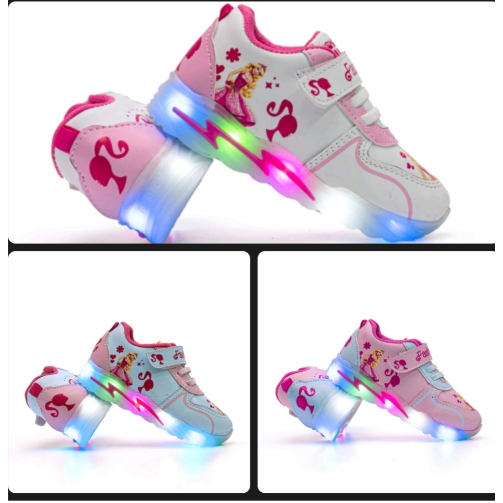 Barbie Girls Shoes Cute LED Light On Sneakers Casual Girls Sneakers 1 2 ...