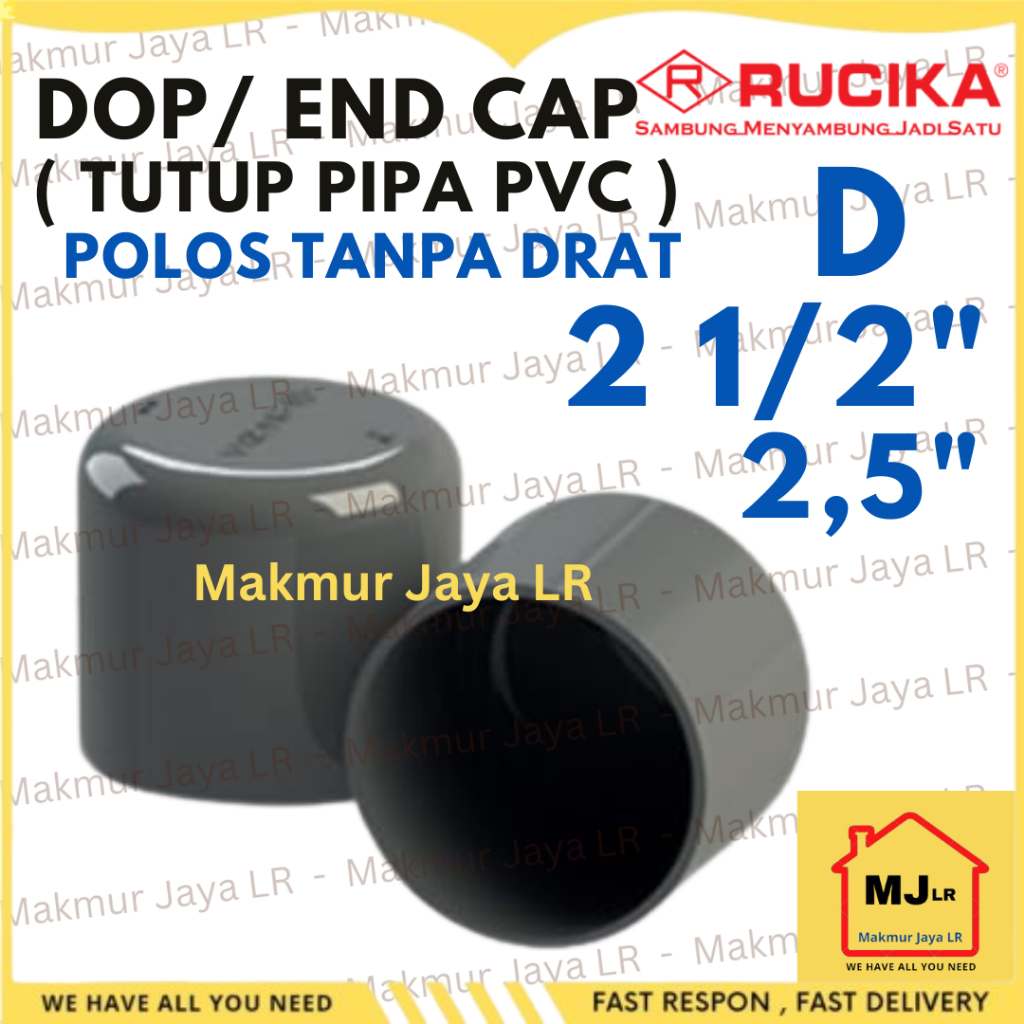 Dop 2 1/2" D 21/2 inch END CAP Plain PVC Pipe CAP Without Thread RUCIKA ...