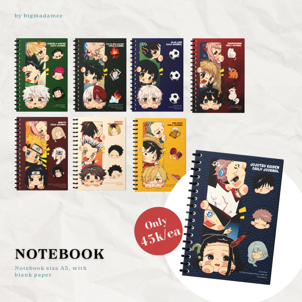 Anime NOTEBOOK HARDCOVER SPIRAL A6 Size BY BIGMADAMERCH (ONE PIECE ...