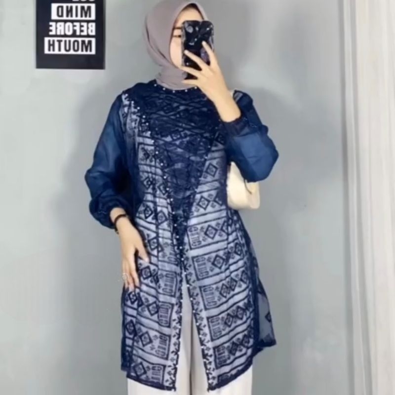 Zize Outer Brocade Organza Full Sequin/Brocade Tunic/Hari Raya Clothes ...