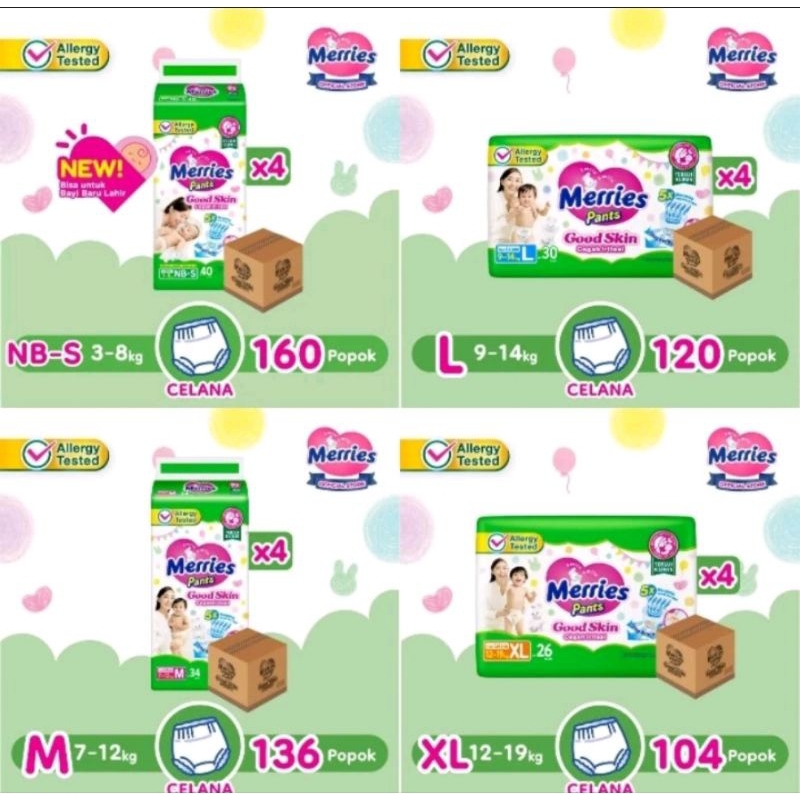 Merries Good Skin Pants 4 pack/Box | Shopee Malaysia