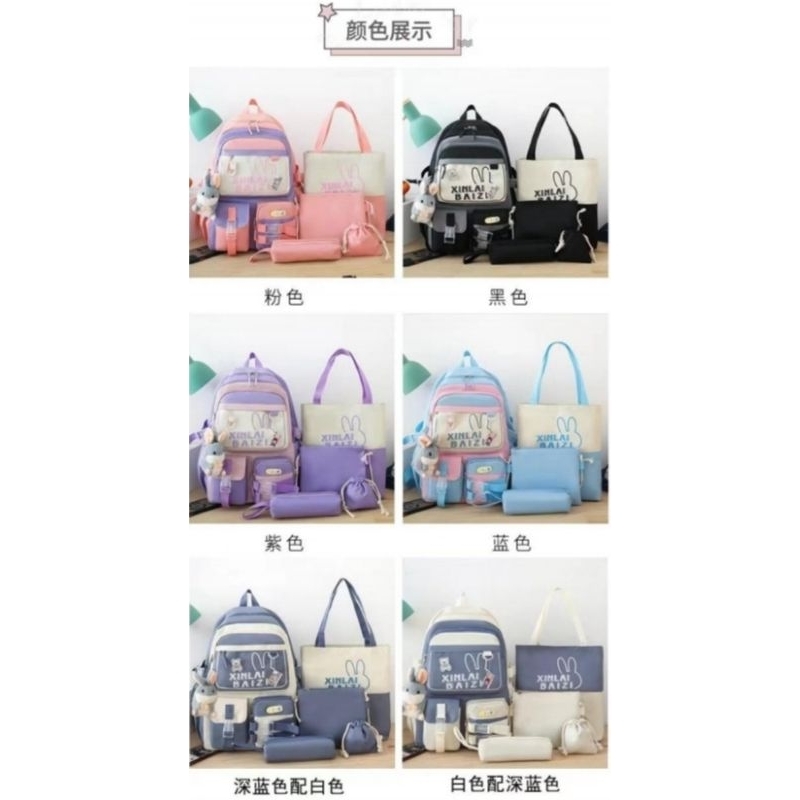 Backpack Bag Set 5 in One ( 9002 ) | Shopee Malaysia