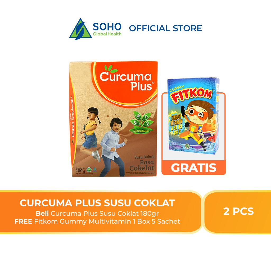 Buy 1 Curcuma Plus Chocolate Flavored Milk 180g FREE Fitkom Gummy ...