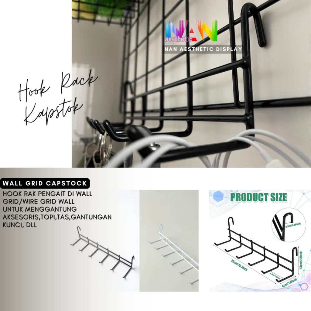 GANTUNGAN Kapstok Hook wall grid Hook ram wire grid wall hanger wall ...