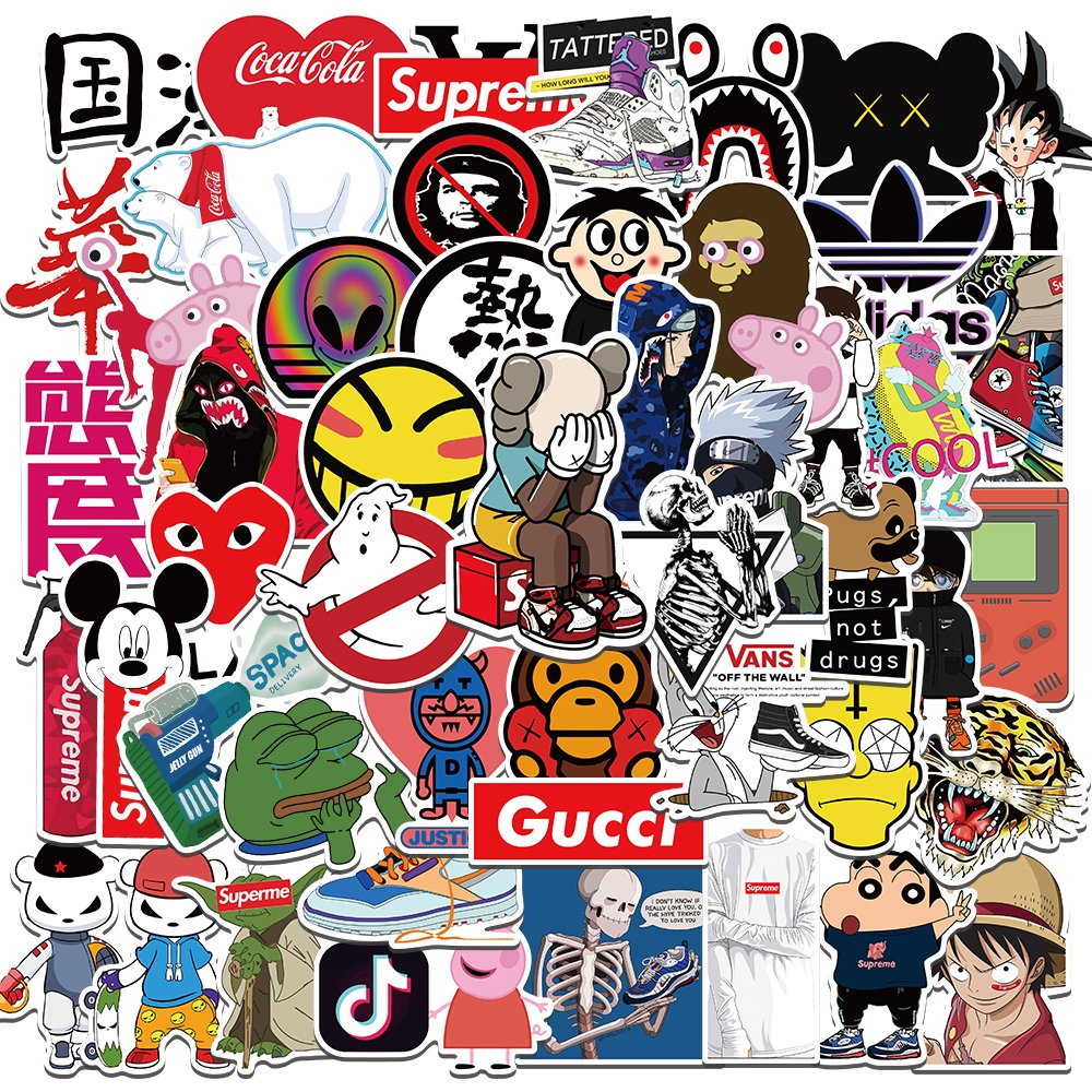 [50PCS] Sticker Cool Cute Hypebeast Logo Decal Large Size Waterproof ...