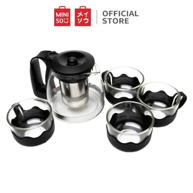 Miniso Teapot 4+1 set Stainless steel / Miniso Teapot with 4 glasses ...