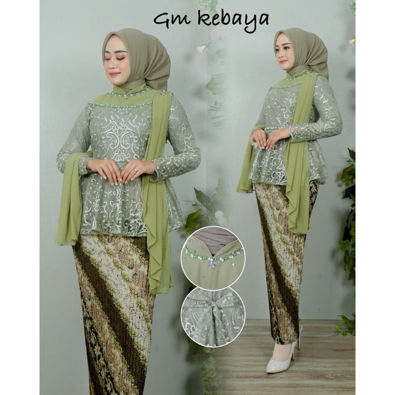 Party Kebaya Tille Tulle Embroidery Shawl Beautiful Sequin Contemporary ...