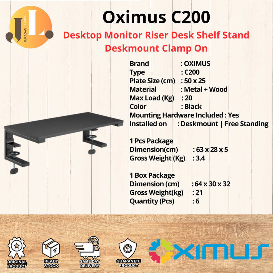 Oximus C200 Desktop Monitor Riser Desk Shelf Stand Deskmount Clamp On ...