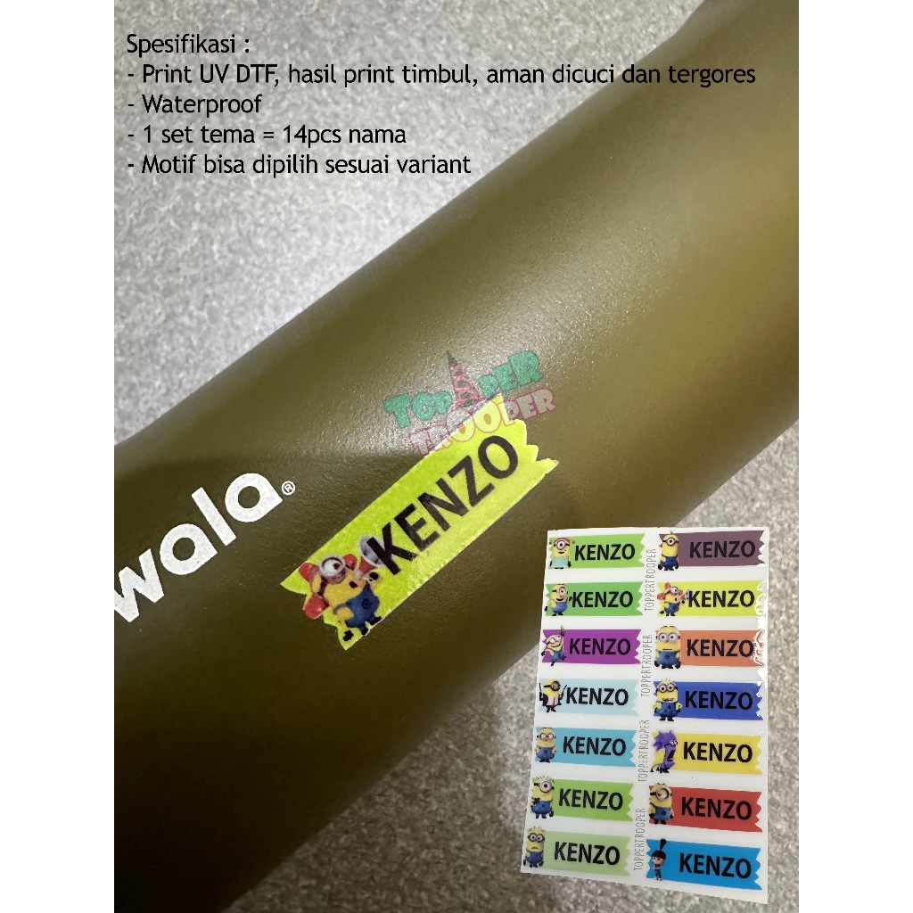 Waterproof Name Sticker | Child Name Sticker | Dtf UV Sticker | Uv ...