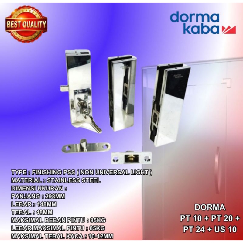 Patch Fitting Glass Dorma/DormaKaba/Dorma Kaba PT10 PT20 US10+Cylinder ...