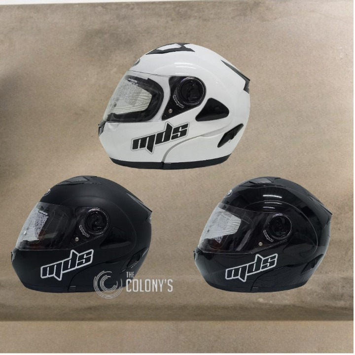 Mds PRO RIDER SOLID PLAIN BLACK DOFF MDS MODULAR HELMET | Shopee Malaysia