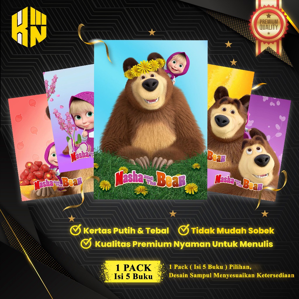 Ken.ind - MASHA AND THE BEAR Theme Custom School Writing Book Lined 38 ...