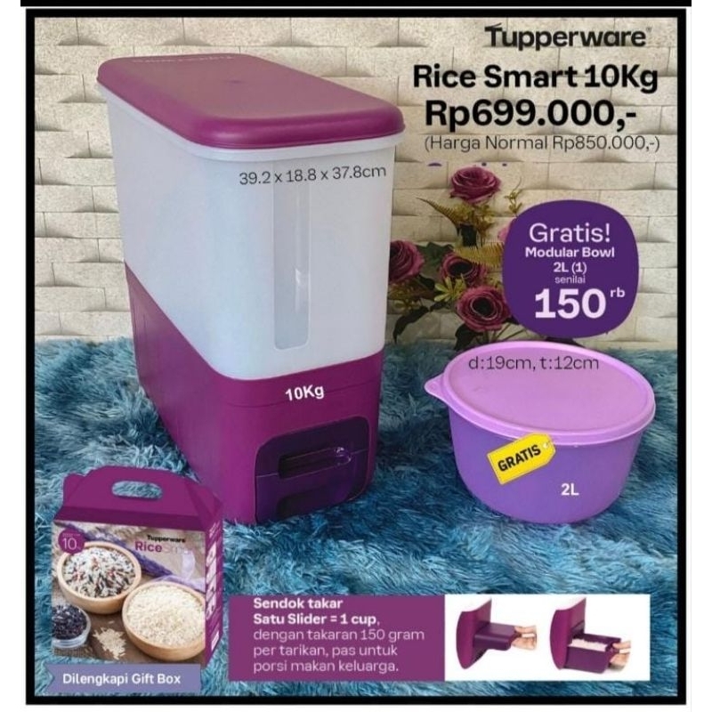 Rice SMART 10kg Tupperware RICE Place free modular bowl 1pc | Shopee ...